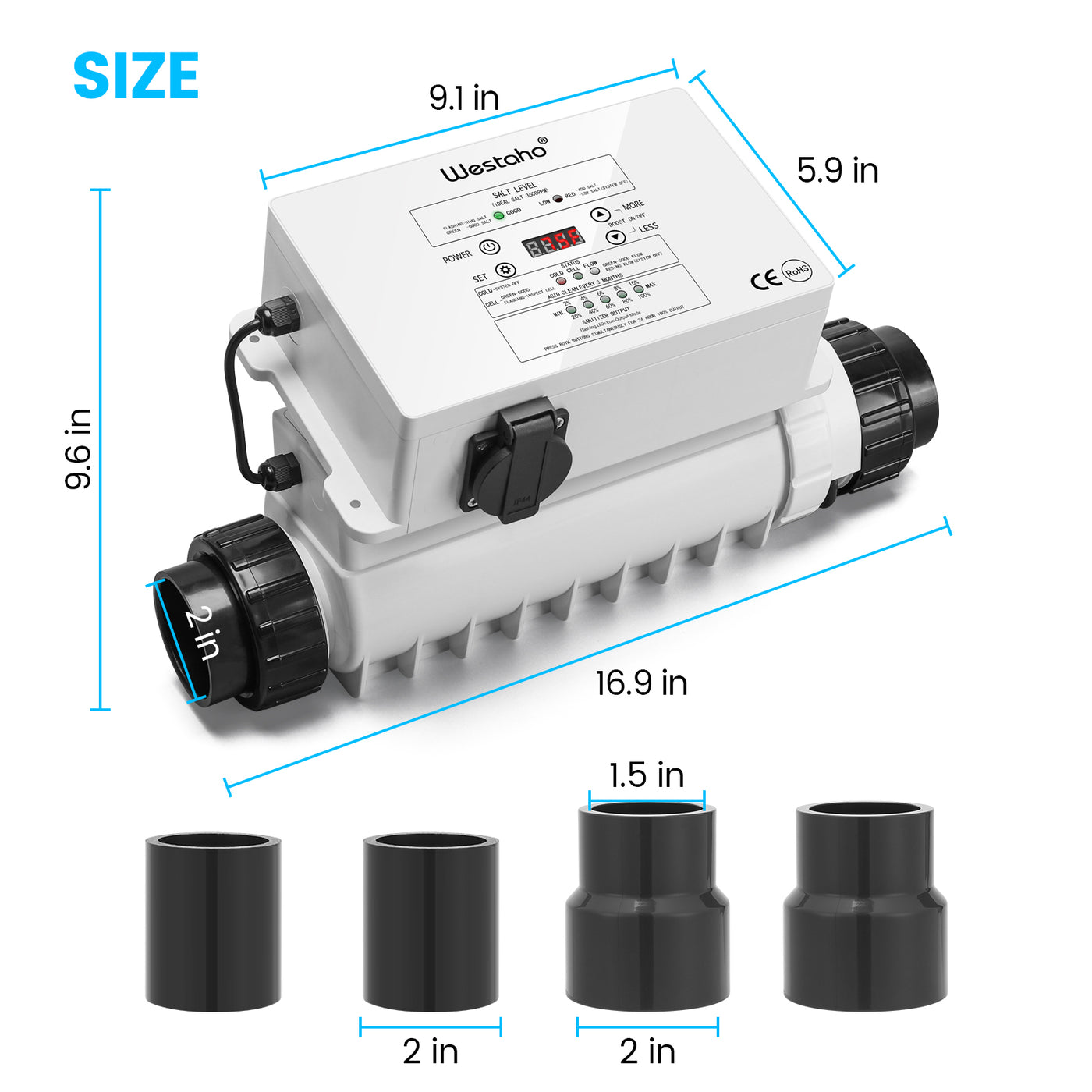 Westaho Salt Chlorine Generator with Pump Timer Controller for Ingroun