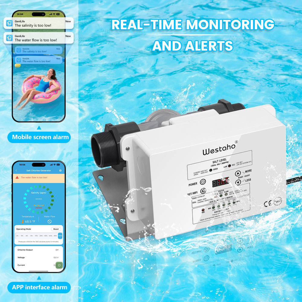 WiFi Salt Chlorine Generator, Westaho Salt Chlorination System with AP